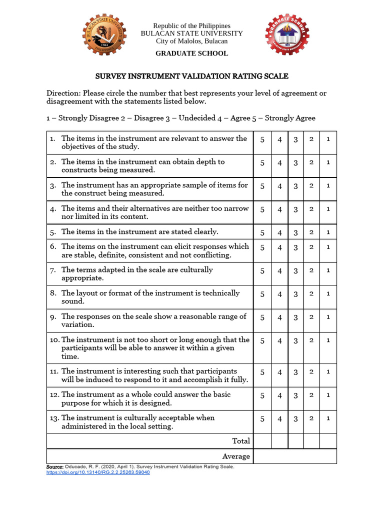 Survey Instrument Validation Scale | PDF | Psychology