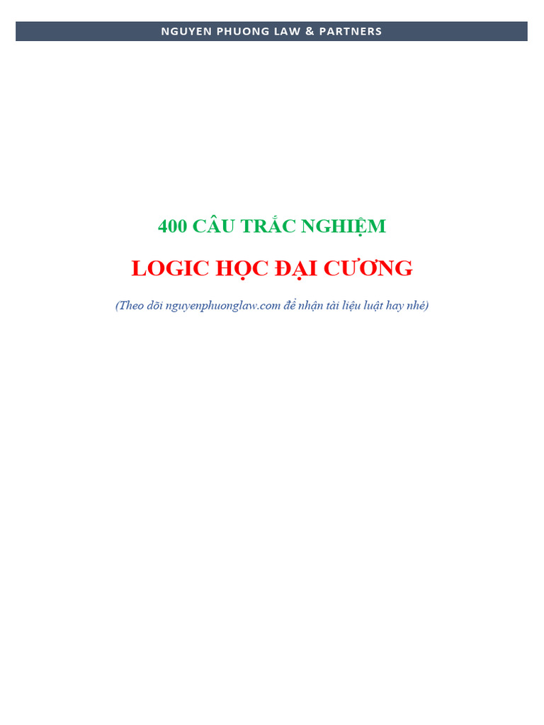 Logic - 400 Cau Trac Nghiem | PDF