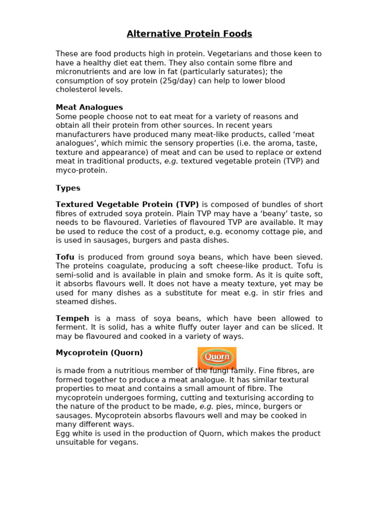 Alternative Protein Foods | PDF