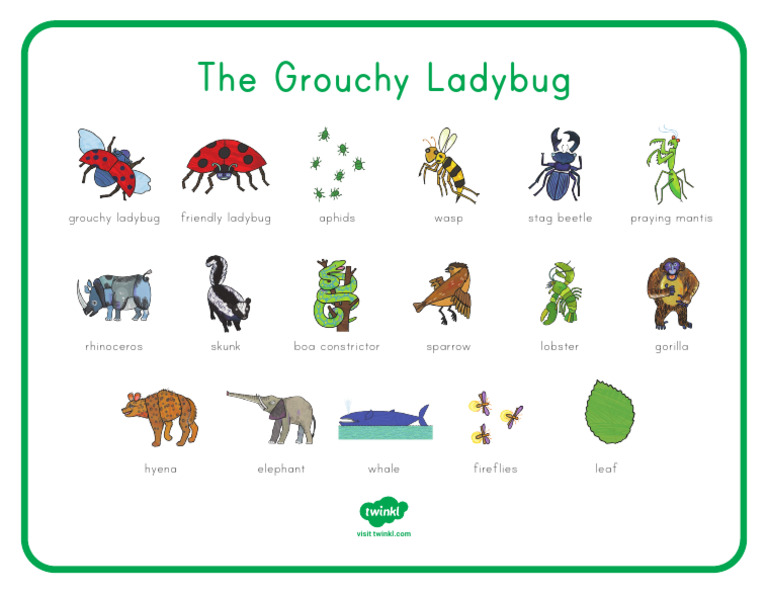 The Grouchy Ladybug Word Mat | PDF