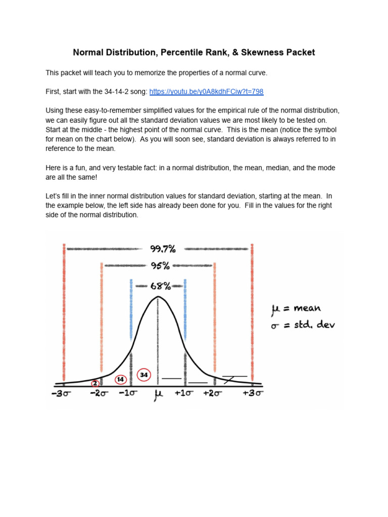 Normal Distribution & Percentile Rank Guide | PDF | Skewness | Mean