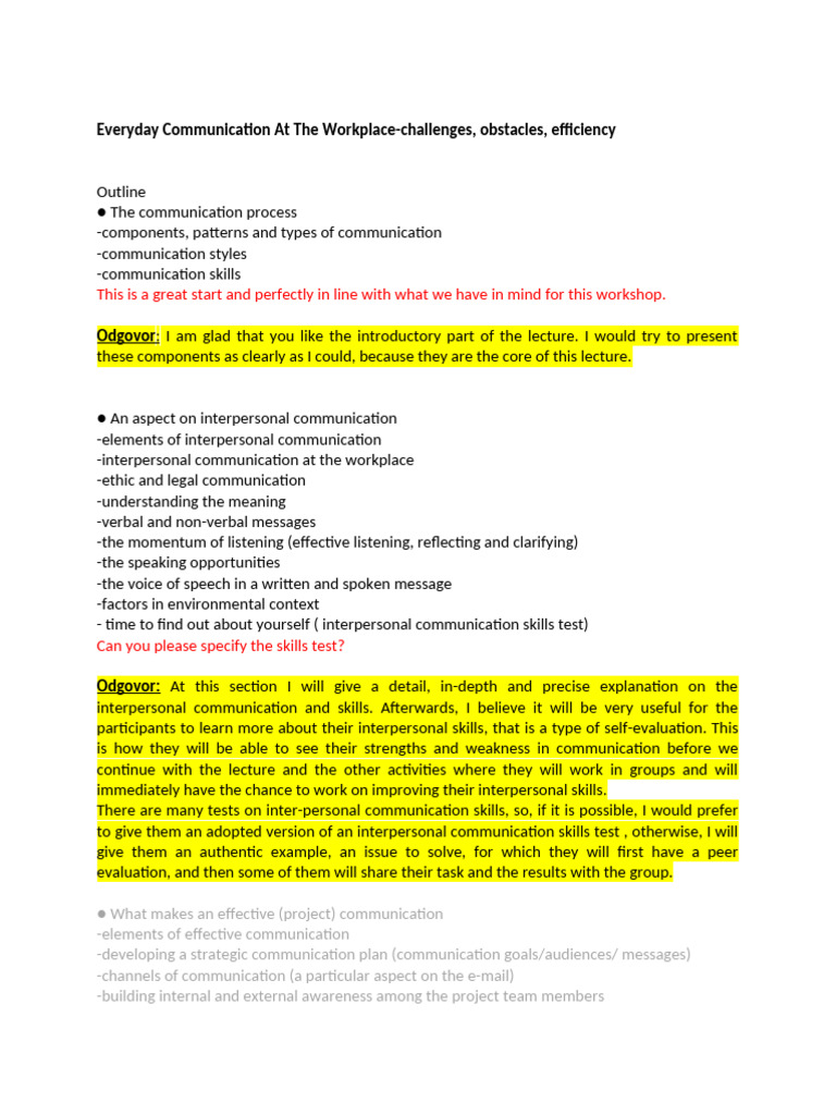 Outline Communication Workshop - ES | PDF | Communication ...