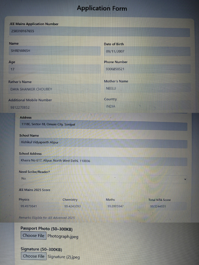 JEE Advanced Confirmation Page | PDF