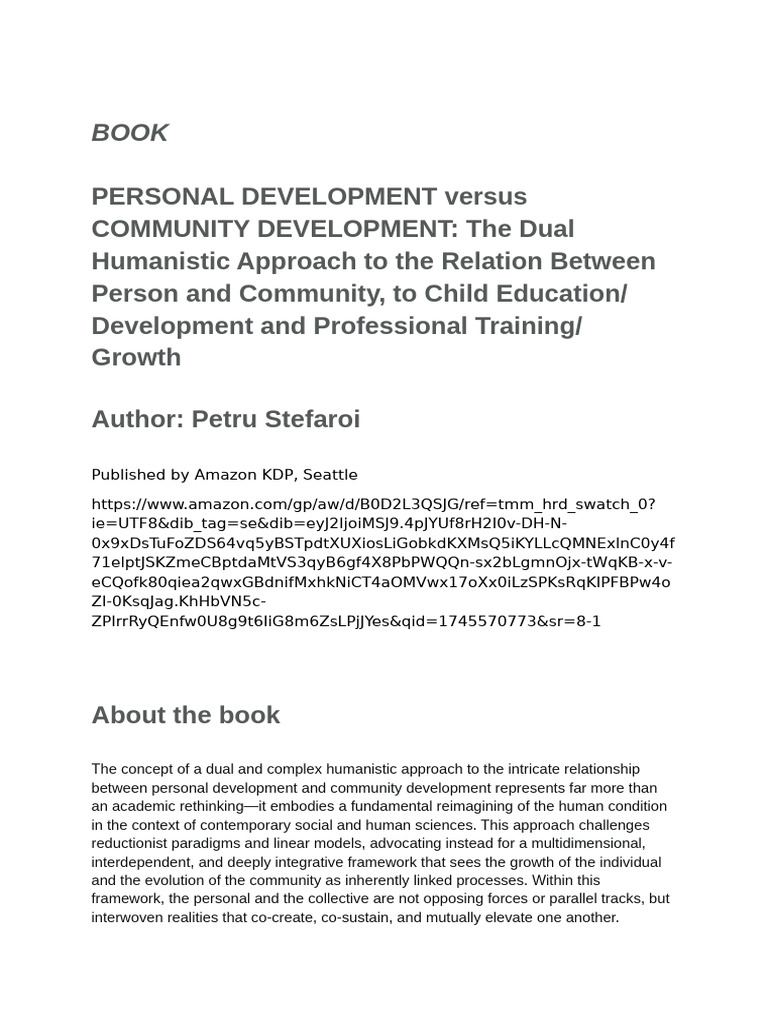 Personal vs. Community Development Insights | PDF | Social Work ...