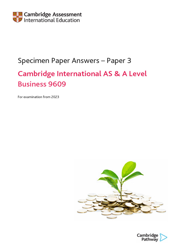 9609 Specimen Paper Answers Paper 3 (For Examination From 2023) | PDF ...