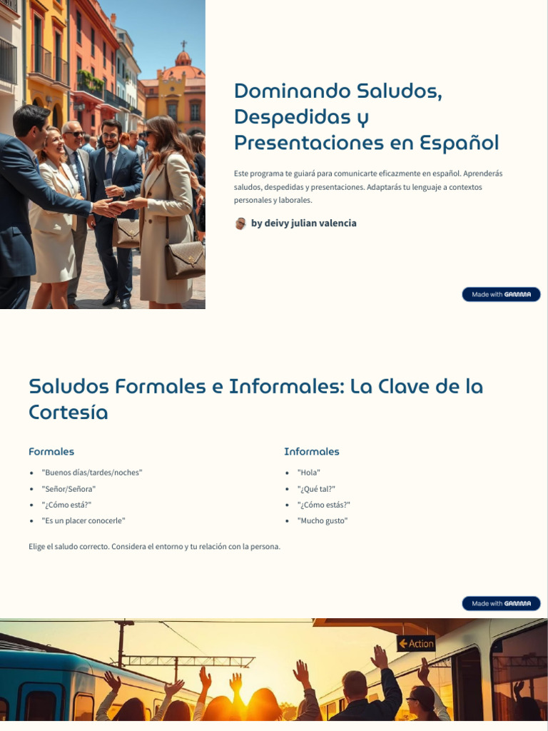 Dominando Saludos Despedidas y Presentaciones en Espanol | PDF ...