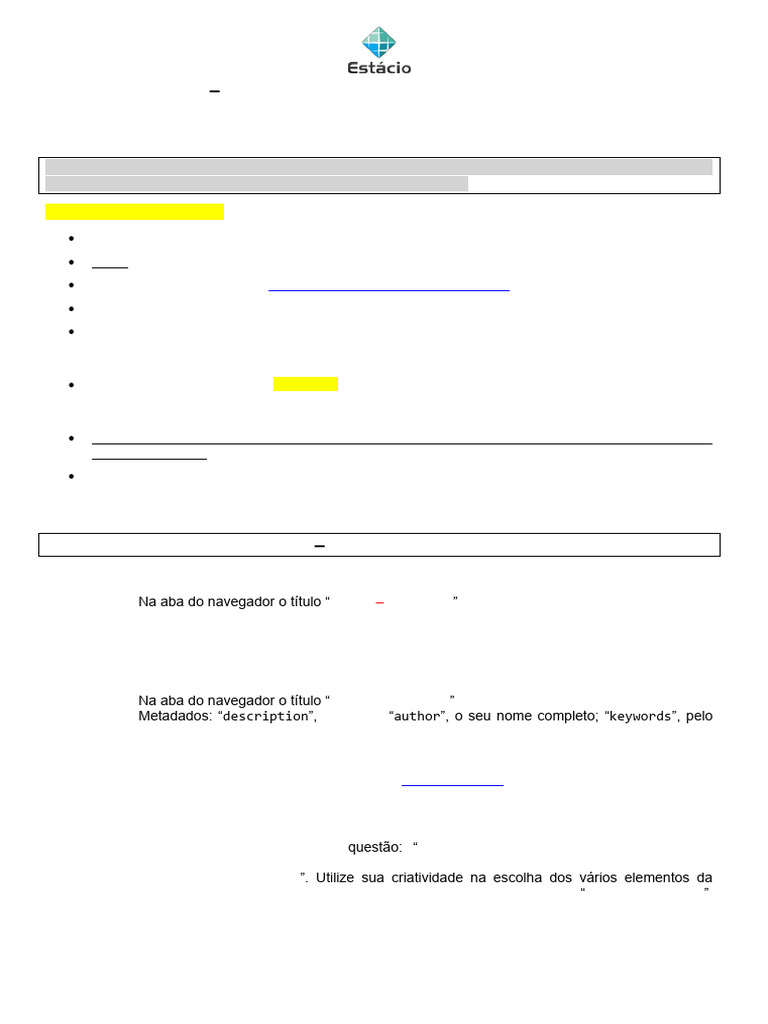 Lista De Exercicios 1 Desenv Web Php Html5 Css Js Sintaxe E Escrita Pdf Html5 Rede