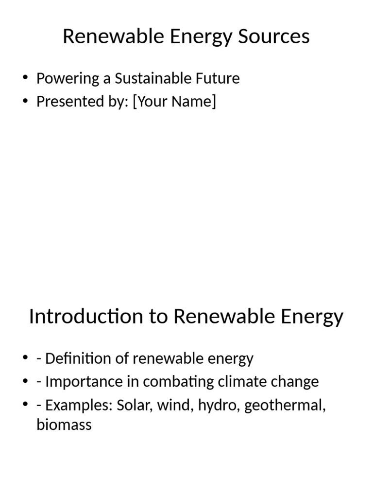 Renewable Energy Sources Presentation | PDF