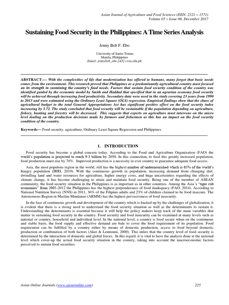 Food Security Analysis in the Philippines | PDF | Food Security ...