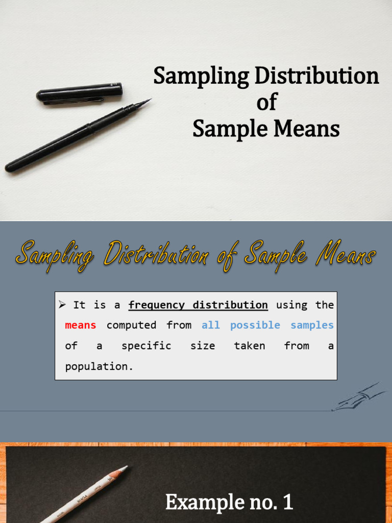 Sampling Distribution of Sample Means | PDF | Mean | Sampling (Statistics)