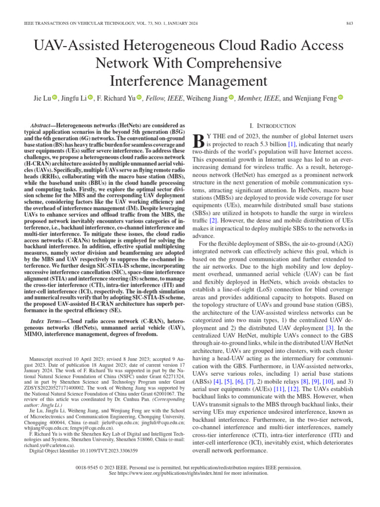 UAV-Assisted Heterogeneous Cloud Radio Access Network With Comprehensive Interference Manageme ...