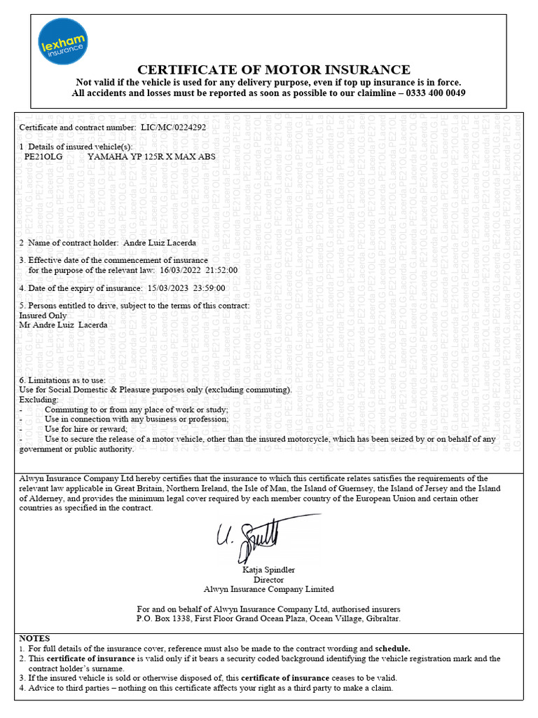 Certificate of Insurance | PDF | Vehicles | Transport