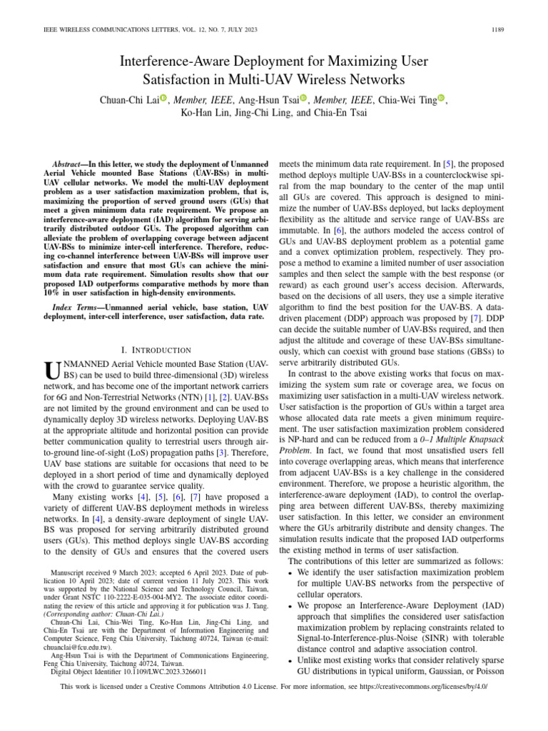 Interference-Aware Deployment For Maximizing User Satisfaction in Multi-UAV Wireless Networks ...