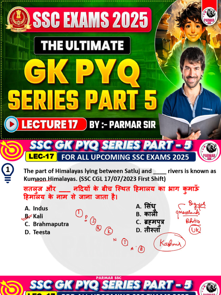 PARMAR SSC GK PYQ PART - 5 Lecture 17 | PDF