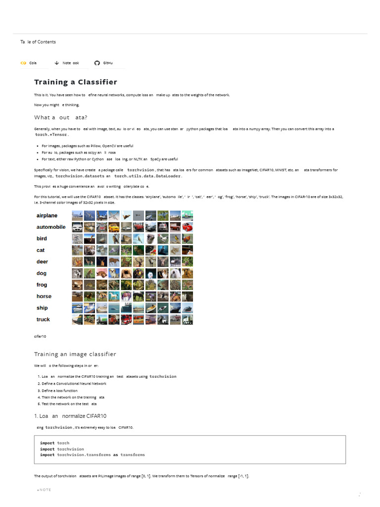 Training A Classifier - PyTorch Tutorials 2.3.0+cu121 Documentation | PDF | Computational ...