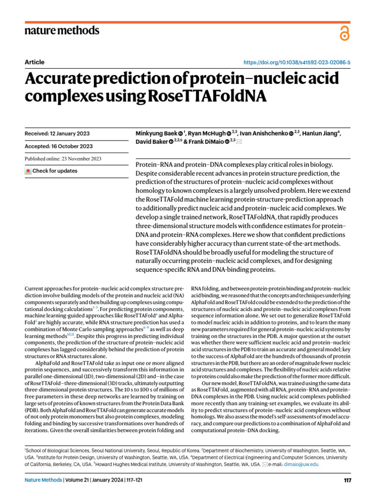 Accurate Prediction of Protein-Nucleic Acid | PDF | Proteins | Nucleic Acid Sequence