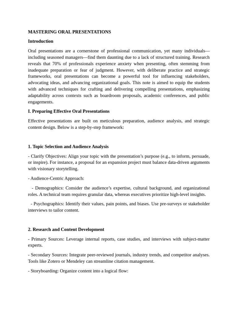 Mastering Oral Presentations_125757 | PDF | Public Speaking | Communication