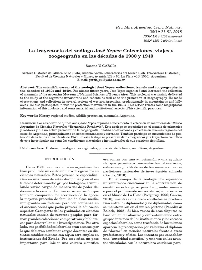 La Trayectoria Del Zoologo Jose Yepes Colecciones Viajes y 4rfr47bzvc ...