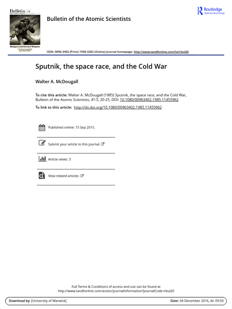 Sputnik, The Space Race, and The Cold War | PDF | Satellite | Dwight D ...