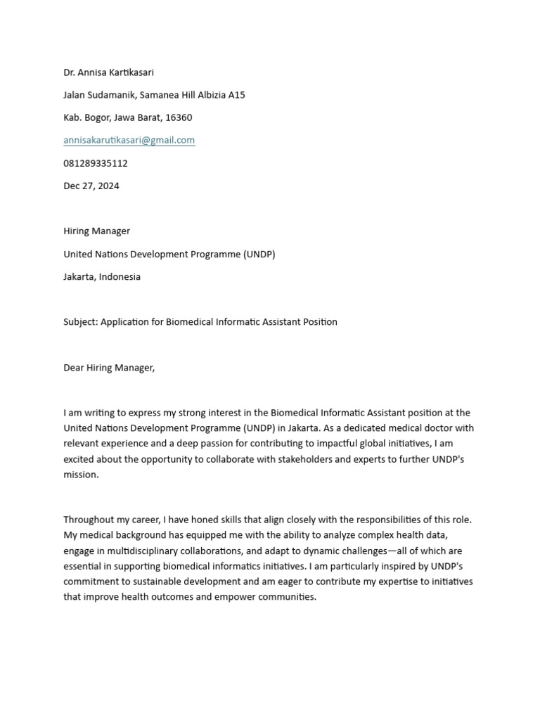 UNDP Cover Letter | PDF