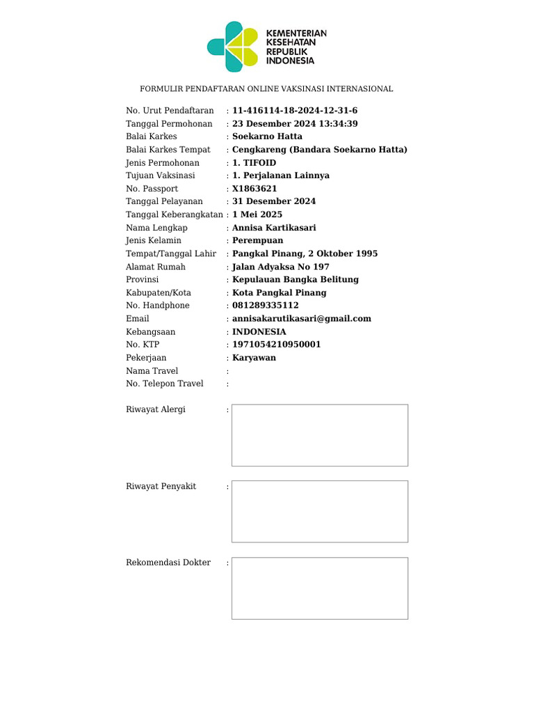 Formulir Pendaftaran Icv | PDF