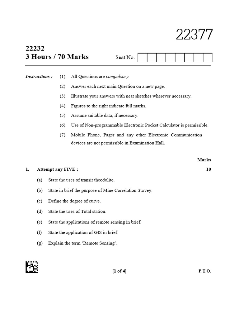 22377-2023-Summer-Question-Paper (Msbte Study Resources) | PDF | Surveying | Angle