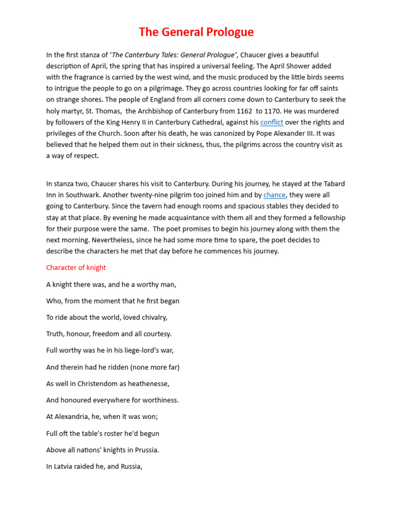 Knight and Squire in Canterbury Tales | PDF | Knight
