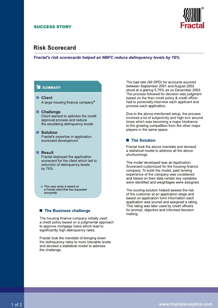 Risk Scorecard | PDF