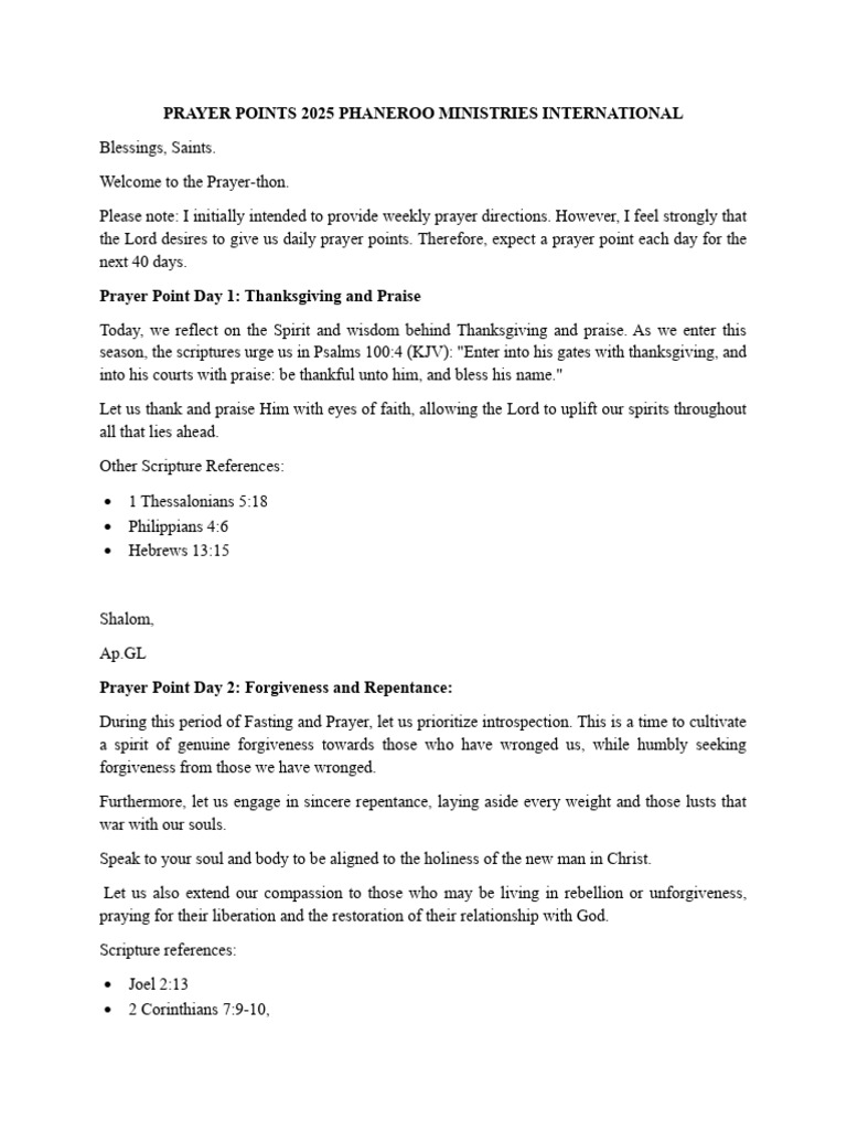 Daily Prayer Points for 2025 | PDF | Prayer | Grace In Christianity