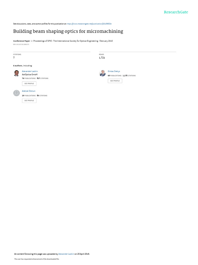 SPIE-2015-Building Beam Shaping Optics For Micromachining Alexander ...