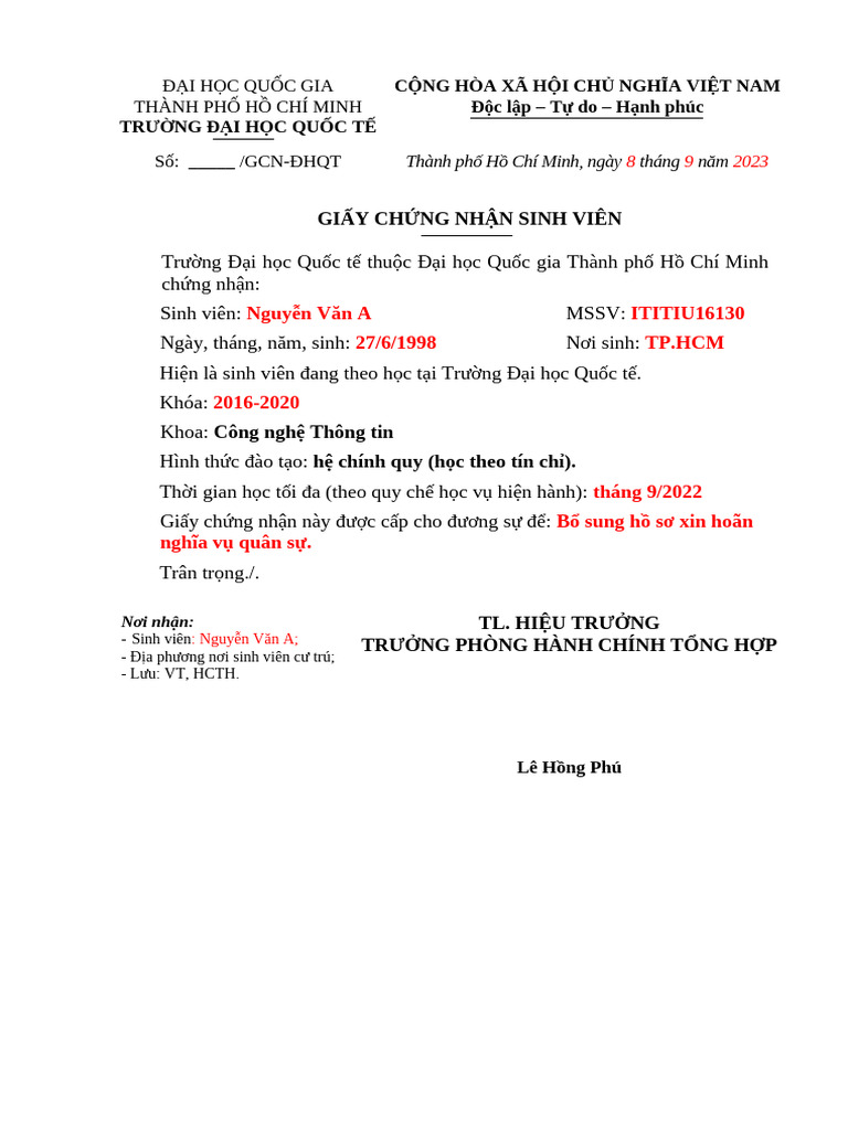 Mau Giay Xac Nhan Sv 2023 | PDF