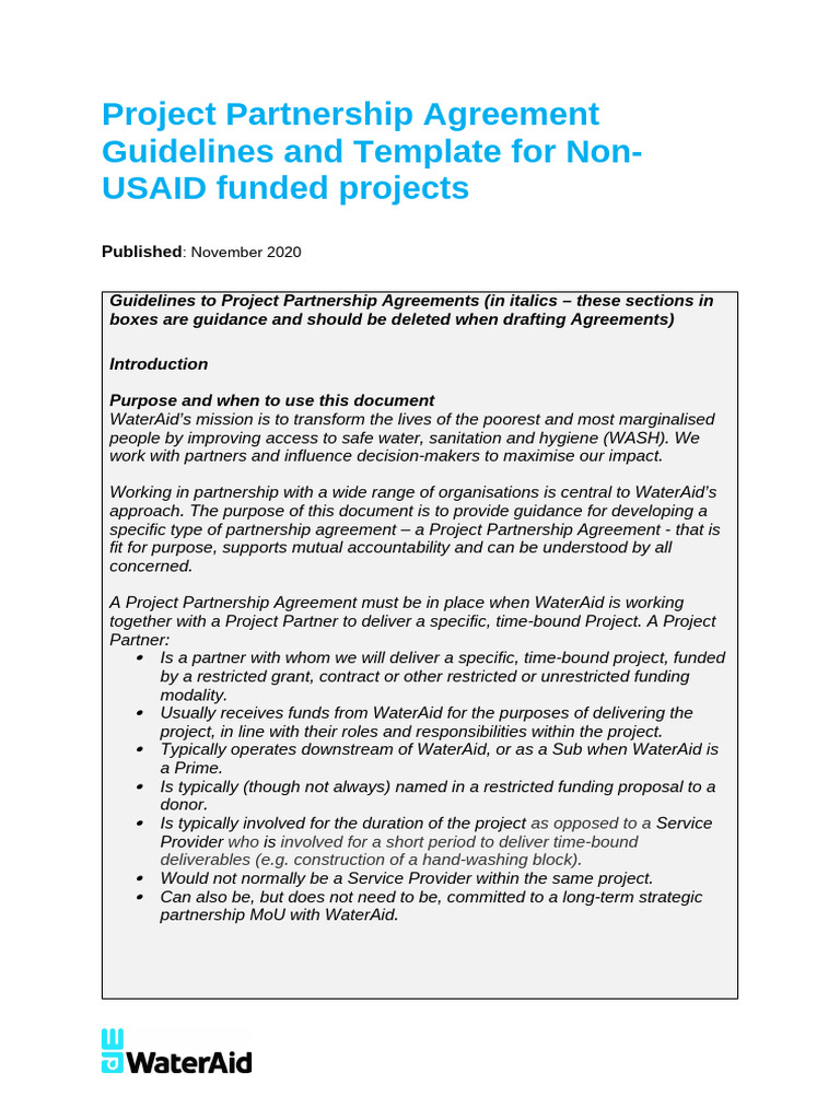 Project Partnership Agreement Guidelines and Template | PDF | Mediation ...