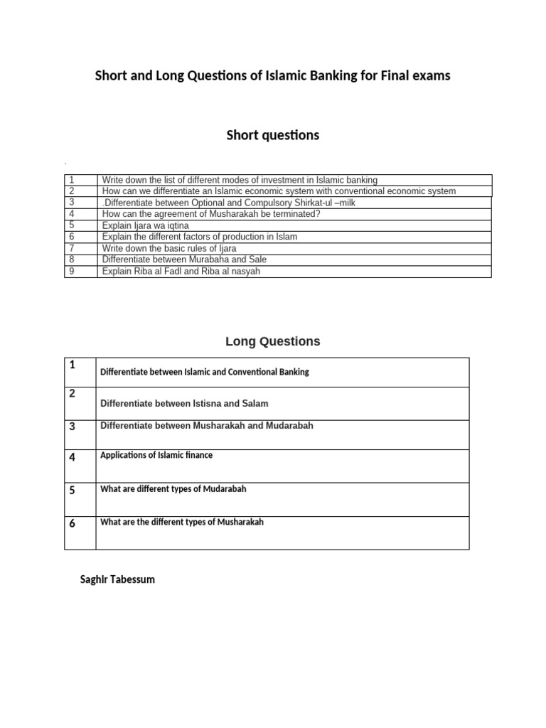 Short and Long Question For Final Exams | PDF