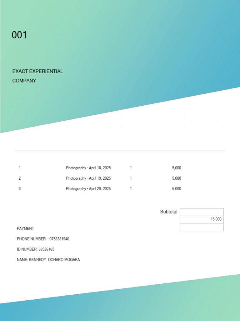 Kiddo Epic Photography Invoice 001 | PDF