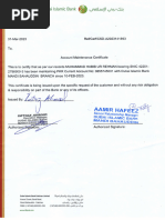 Meezan Bank Account Maintenance Certificate | PDF