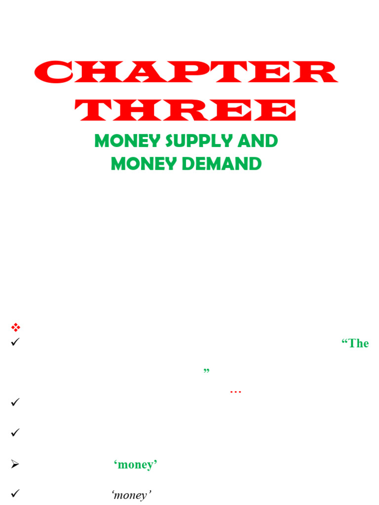 Chapter 3 Money Supply & Demand Edited | PDF | Demand For Money | Money ...