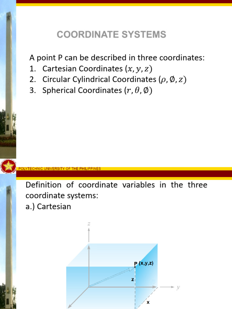Cylindrical And Spherical Coordinate System Pdf Coordinate System Cartesian Coordinate System