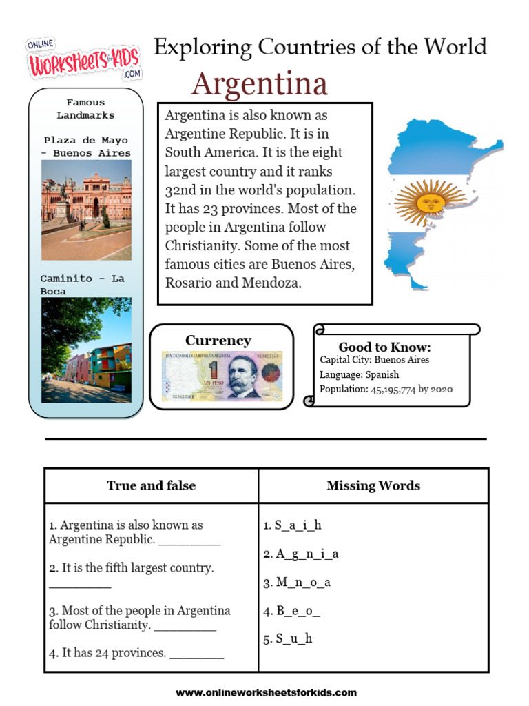 Argentina Country Overview for Kids | PDF