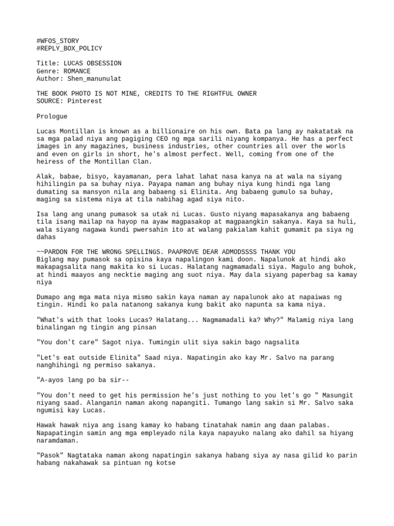 Lucas Obsession (1) - TXT | PDF