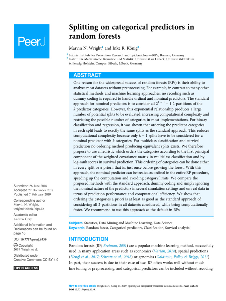Splitting On Categorical Predictors in Random Fore | PDF | Regression ...