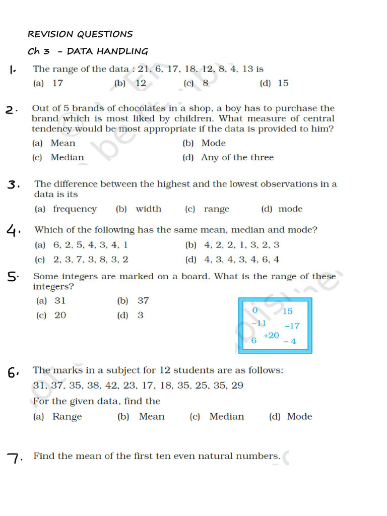 GR 7 Revision - Data Handling | PDF