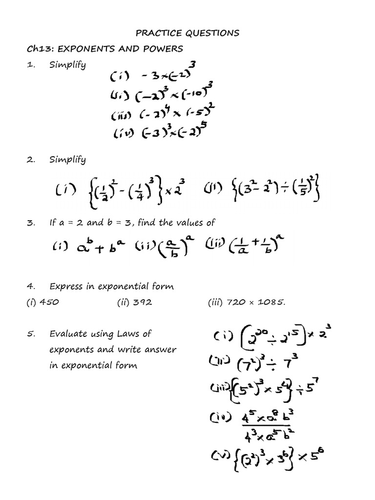 GR 7 Revision-Exponents | PDF