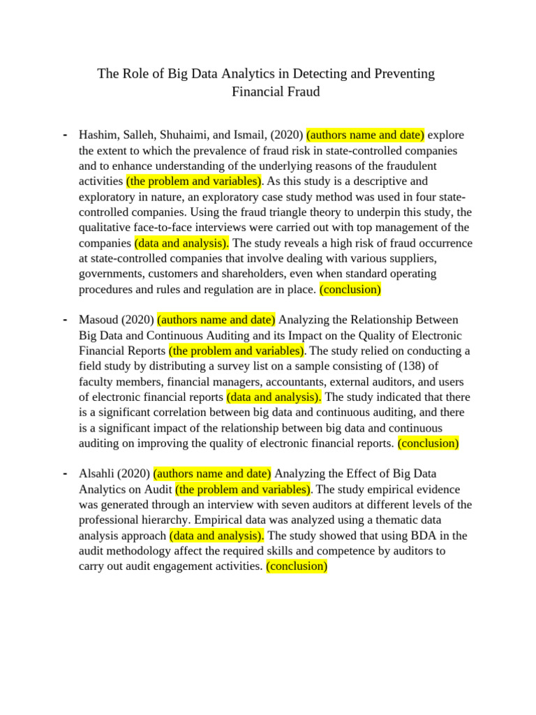 The Role of Big Data Analytics in Detecting and Preventing Financial Fraud | PDF | Audit | Data ...