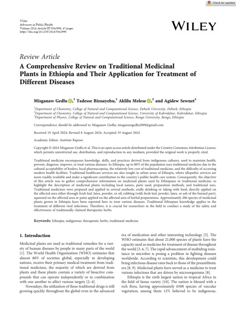 Advances in Public Health - 2024 - Gedlu - A Comprehensive Review On ...