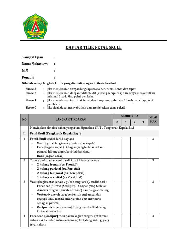 DAFTAR TILIK FETAL SKULL.OK. | PDF