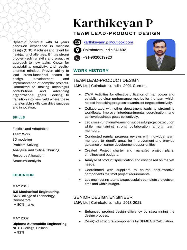 Karthikeyan P Resume Product Design | PDF | Engineering | Goal