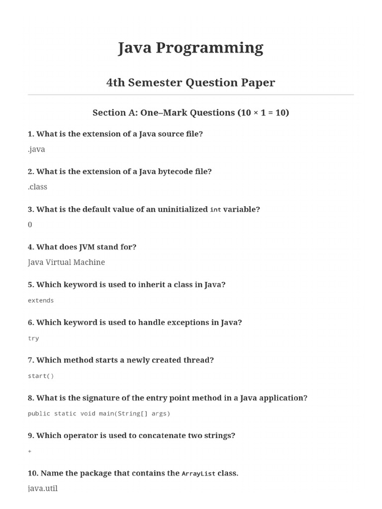 Java Programming 4th Sem | PDF