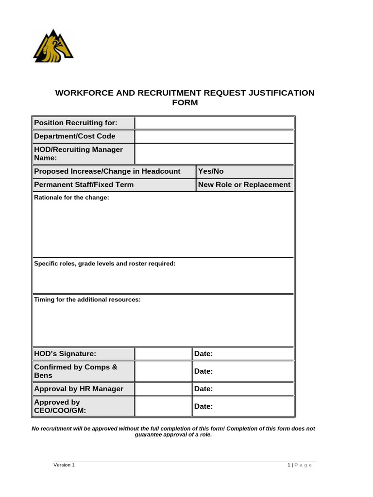 Workforce Recruitment Justification Form | PDF