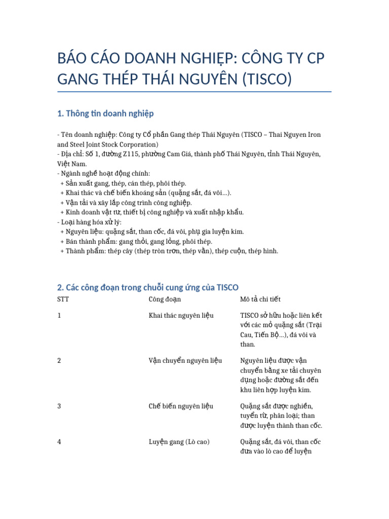 Bao Cao TISCO | PDF