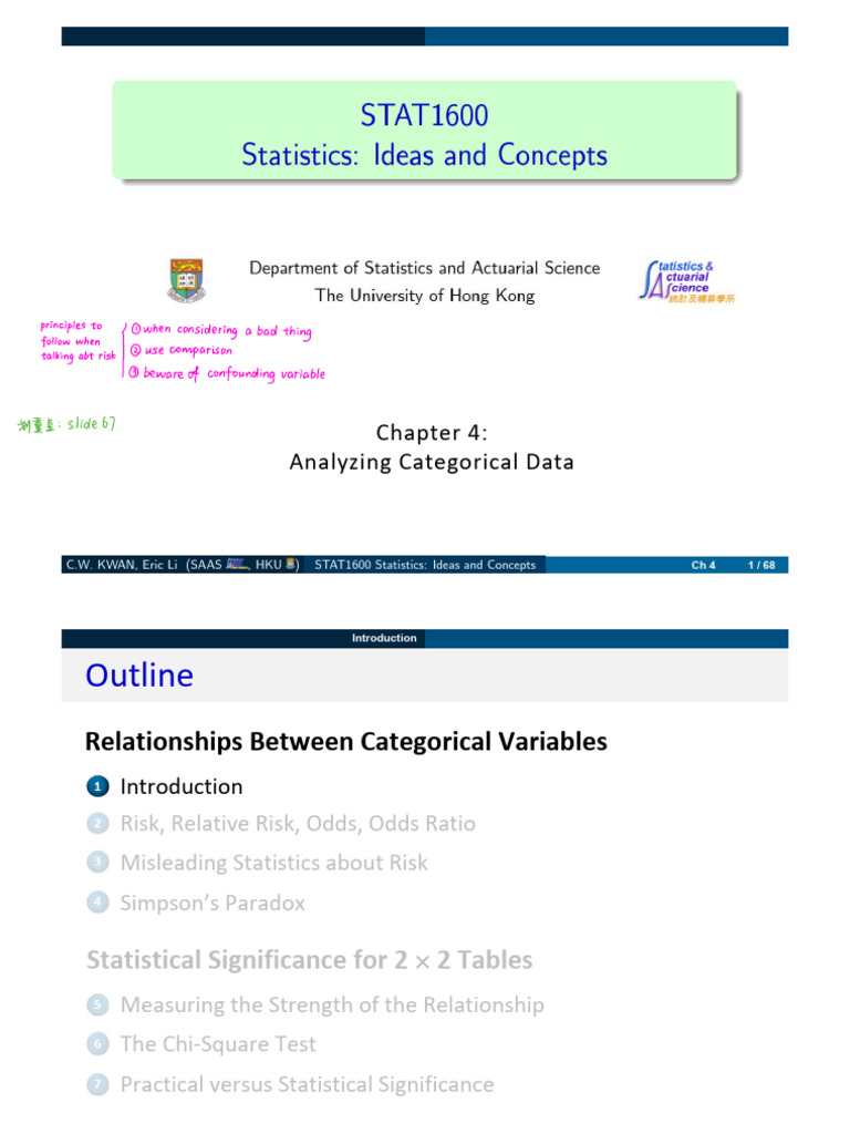 Chapter4-Analyzing Categorical Data | PDF | Relative Risk | Odds